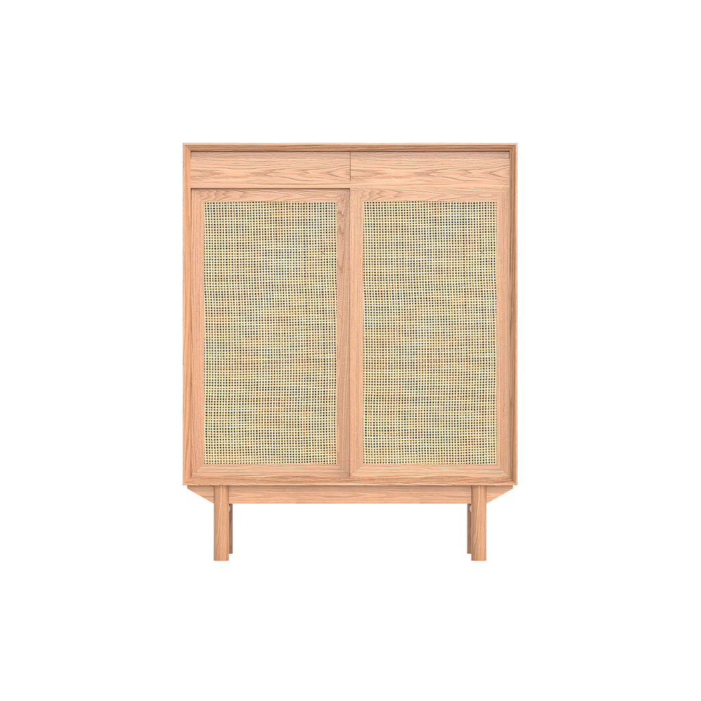 Torii Sideboard / Woven Rattan Doors & Glass Top – grado